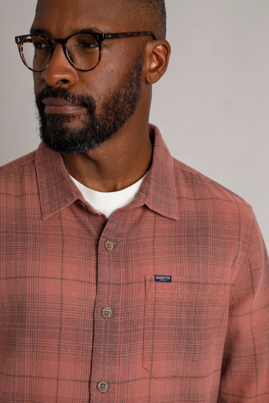 Chester Organic Cotton Flannel Check Shirt Nut | Weird Fish