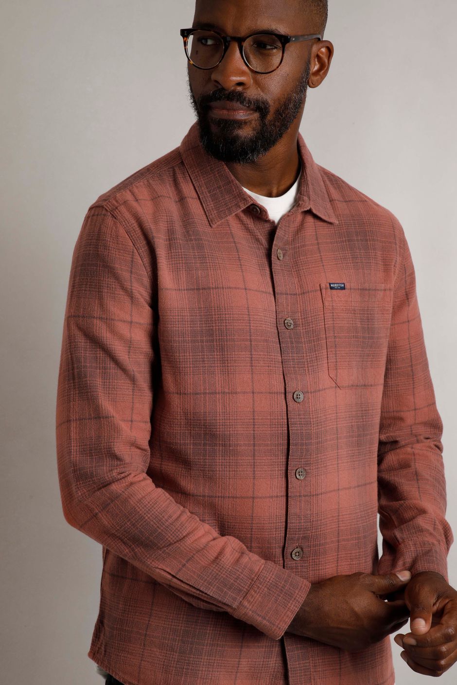 Chester Organic Cotton Flannel Check Shirt Nut | Weird Fish