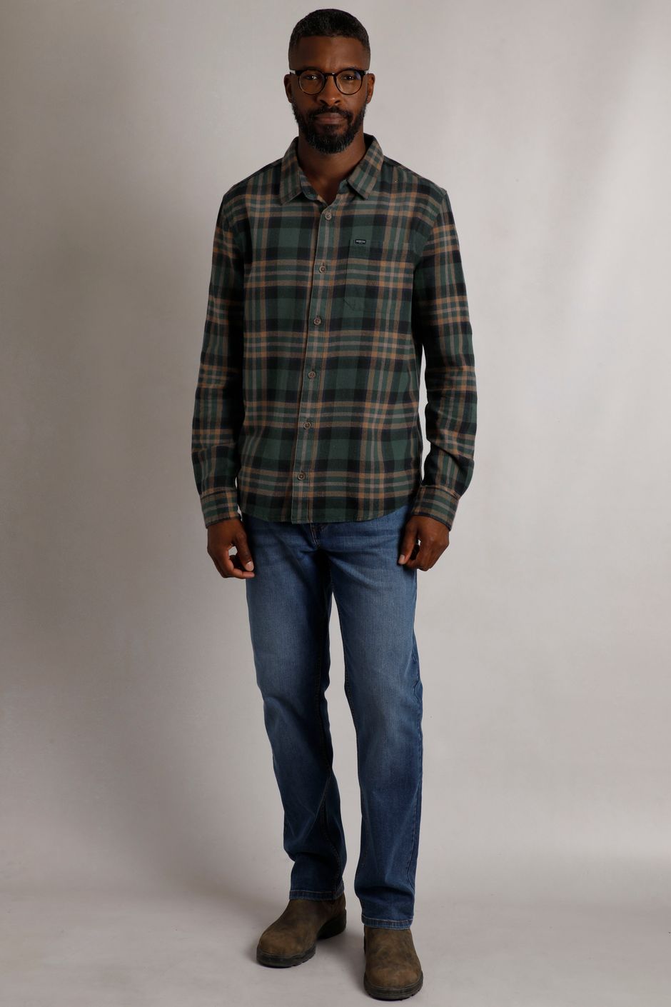 Chester Organic Cotton Flannel Check Shirt Tan | Weird Fish