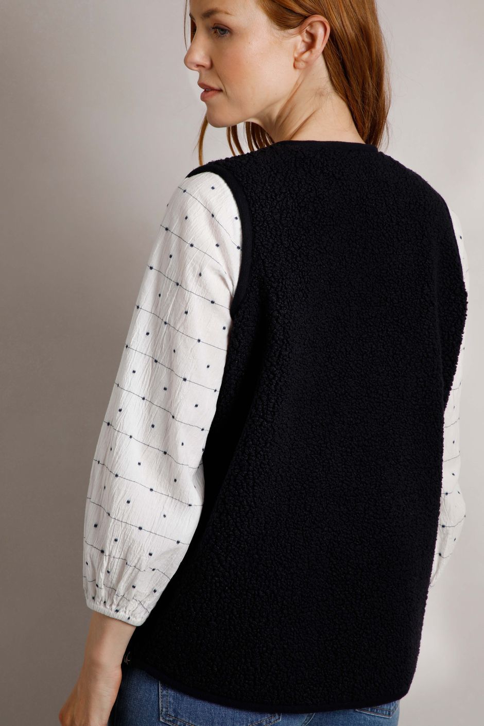 Emille Fleece Waistcoat Navy | Weird Fish