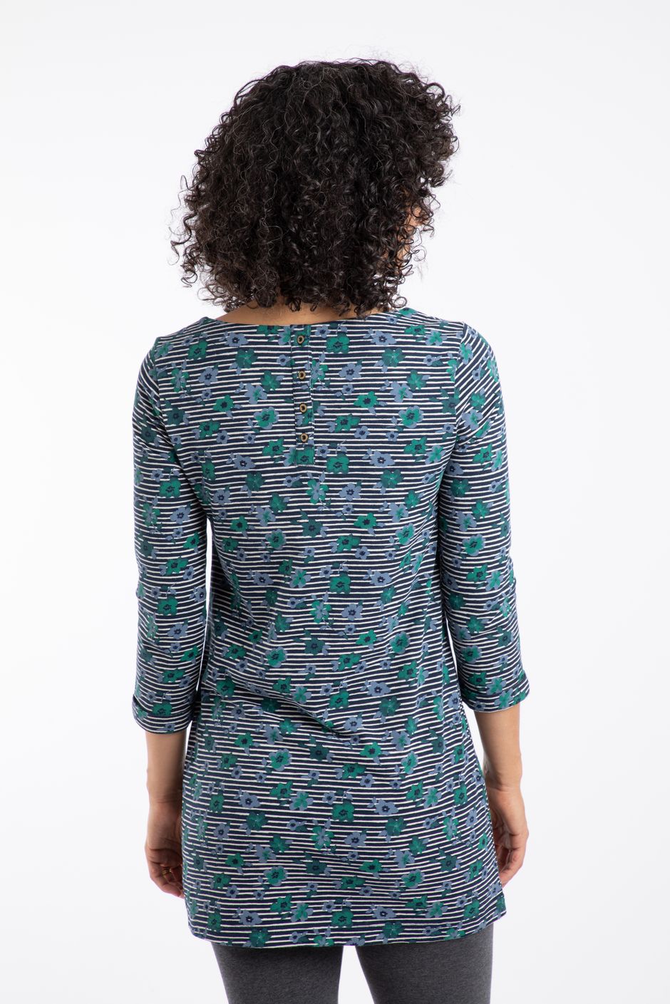 Charlotte Organic Cotton Printed Jersey Tunic Navy Blue | Weird Fish