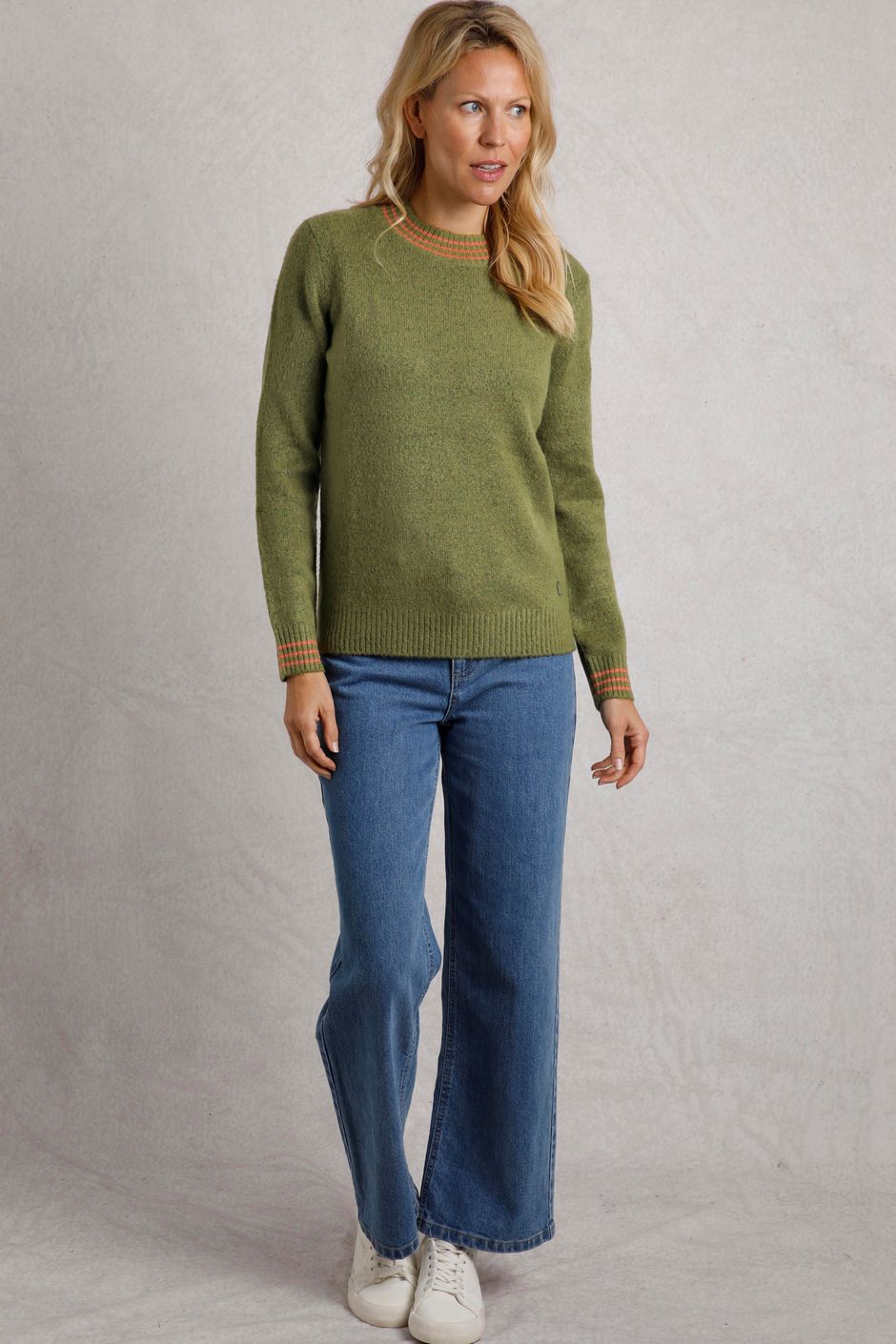 Dawkins Tipped Jumper Olive Green | Weird Fish