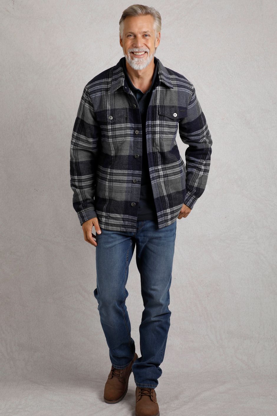 Hollage Quilted Check Shacket Cement | Weird Fish