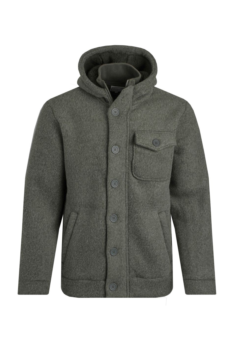 Fairfield Button Front Fleece Jacket Fir Green | Weird Fish