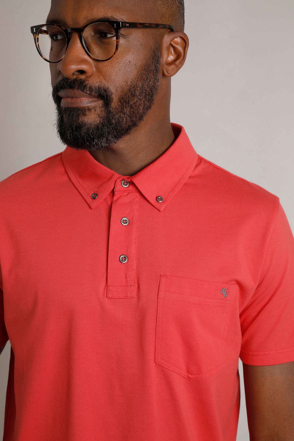 Jeremy Button Down Jersey Polo Shirt Radical Red | Weird Fish