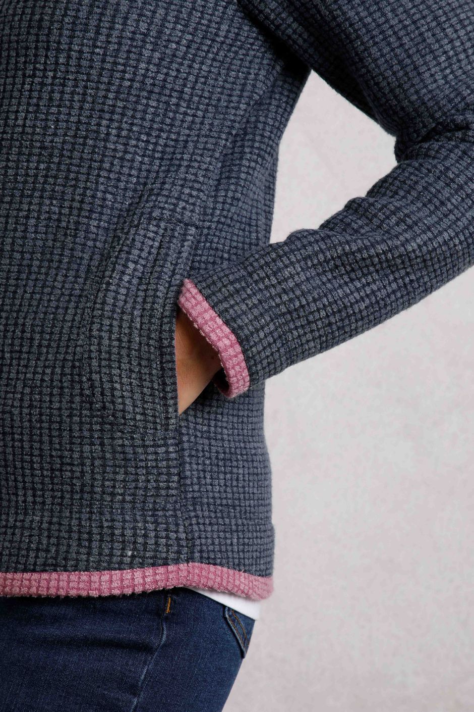 Ariana Eco Full Zip Grid Fleece Navy | Weird Fish