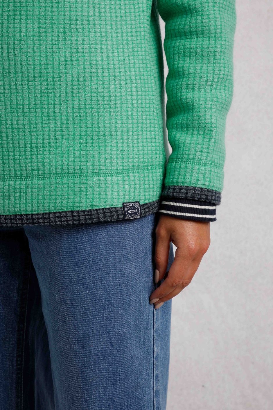 Beye 1/4 Zip Grid Fleece Grass Green | Weird Fish