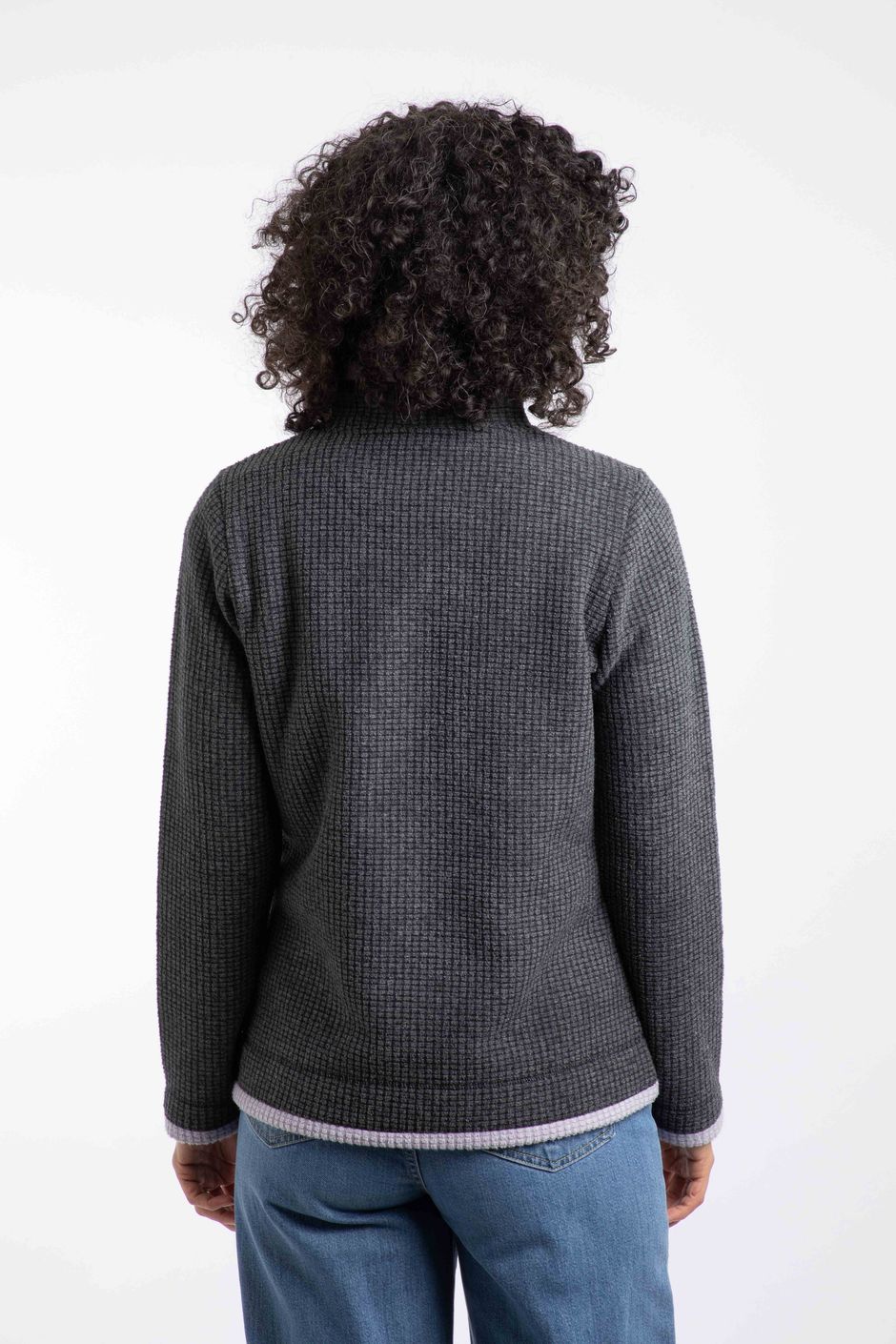 Beye 1/4 Zip Grid Fleece Washed Black | Weird Fish