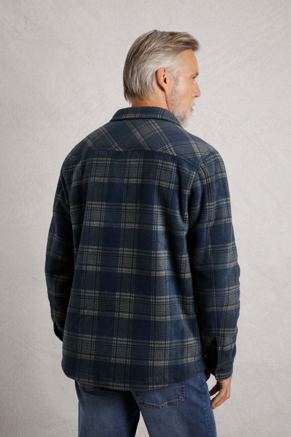 Tyburn Check Fleece Shacket Navy | Weird Fish
