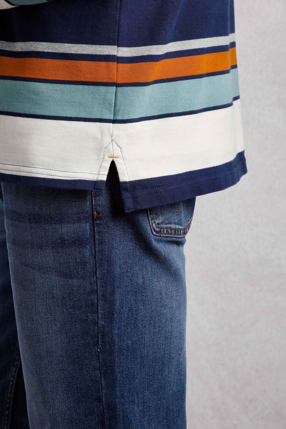 Laxton Organic Cotton Striped Rugby Shirt Dark Blue | Weird Fish