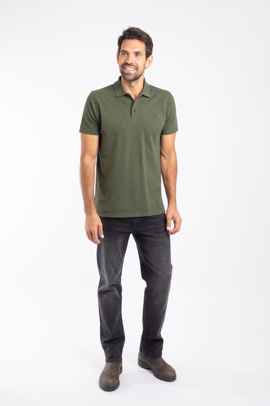 Giles Pique Polo Shirt Deep Lichen Green | Weird Fish