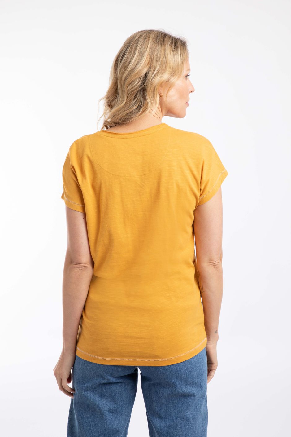 Fern Bee Organic Cotton Front Print Graphic T-Shirt Deep Amber | Weird Fish