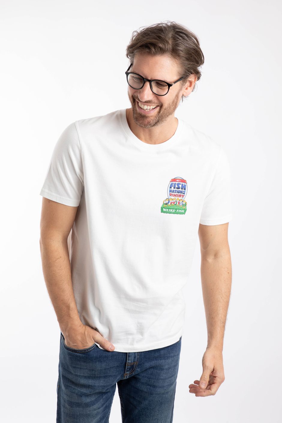 Fish Nations Back Print Artist T-Shirt White | Weird Fish