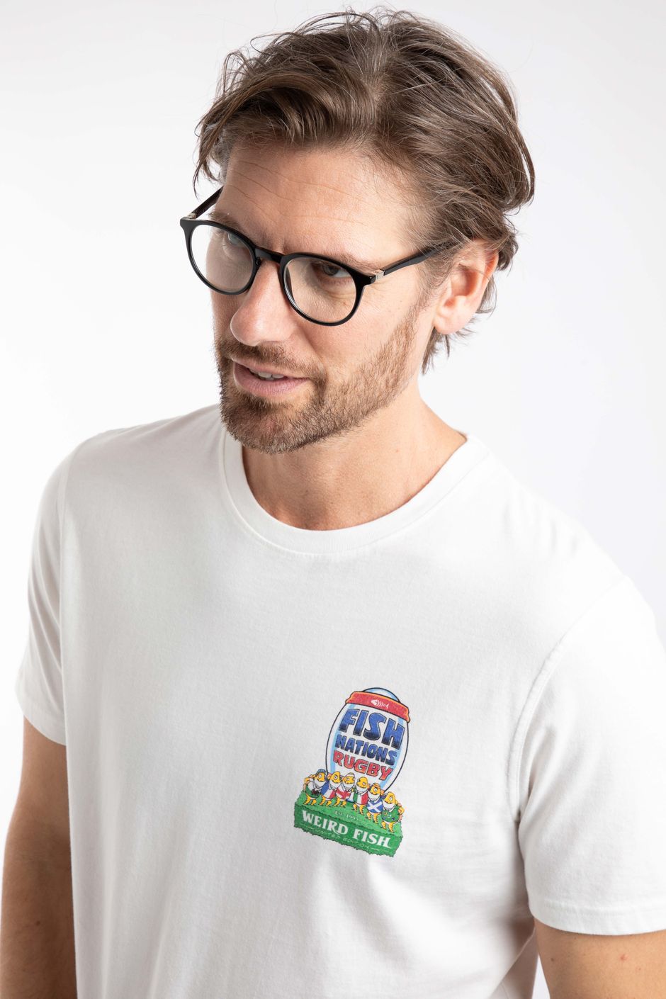 Fish Nations Back Print Artist T-Shirt White | Weird Fish