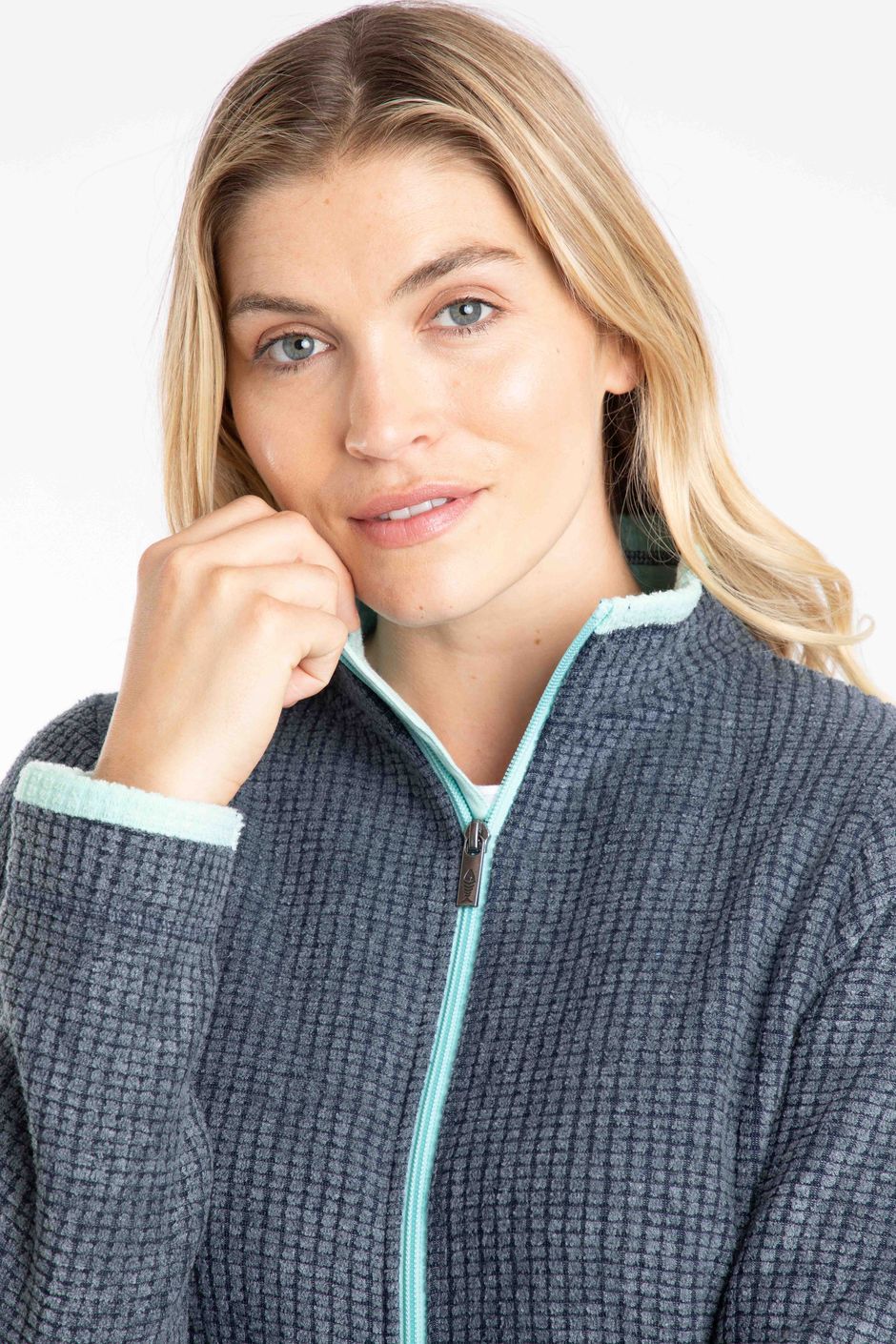 Ariana Full Zip Grid Fleece Rich Navy | Weird Fish