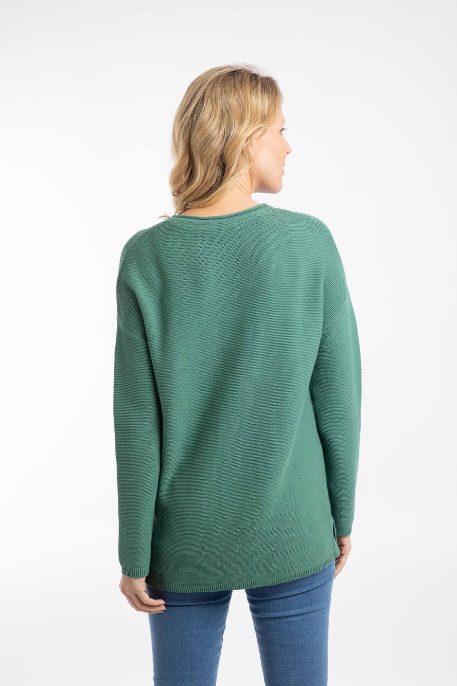 Dalla Knitted Crew Neck Jumper Dark Jade | Weird Fish