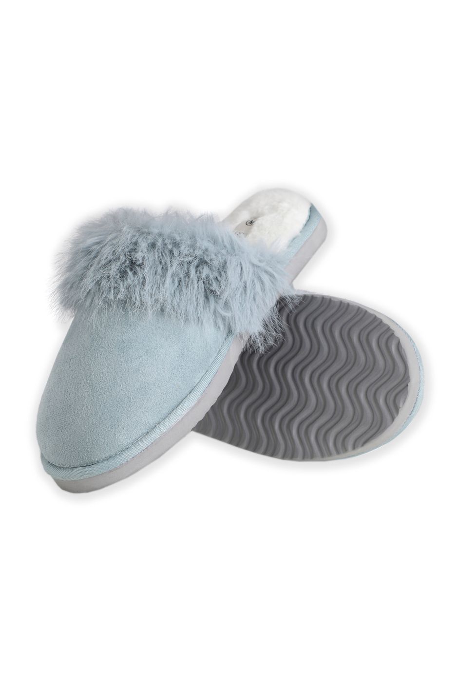 Willow Mule Fluffy Slippers Teal Blue | Weird Fish