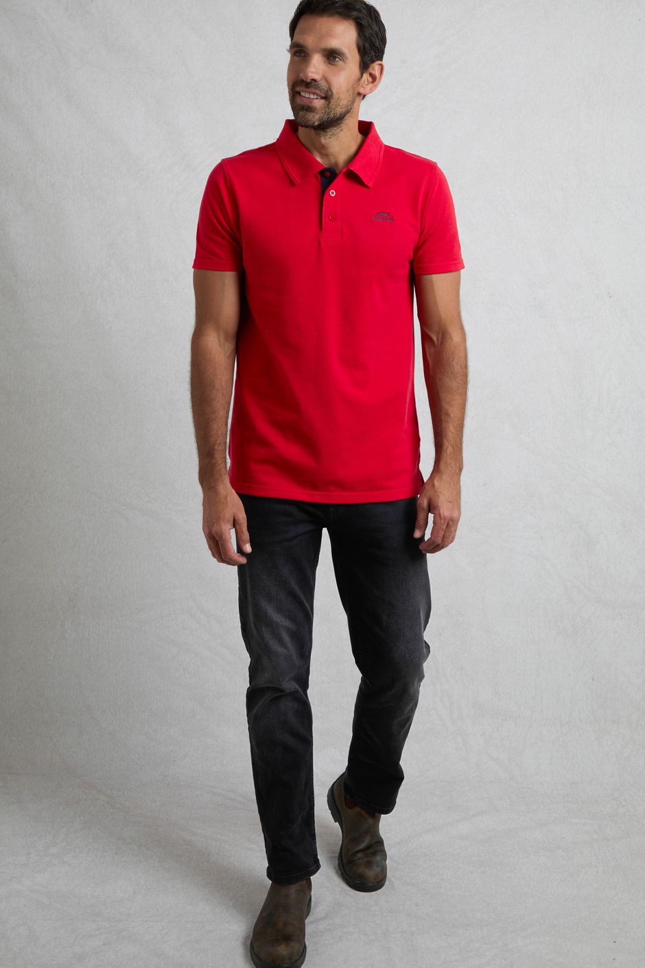 Miles Organic Cotton Pique Polo Barberry Red Marl | Weird Fish