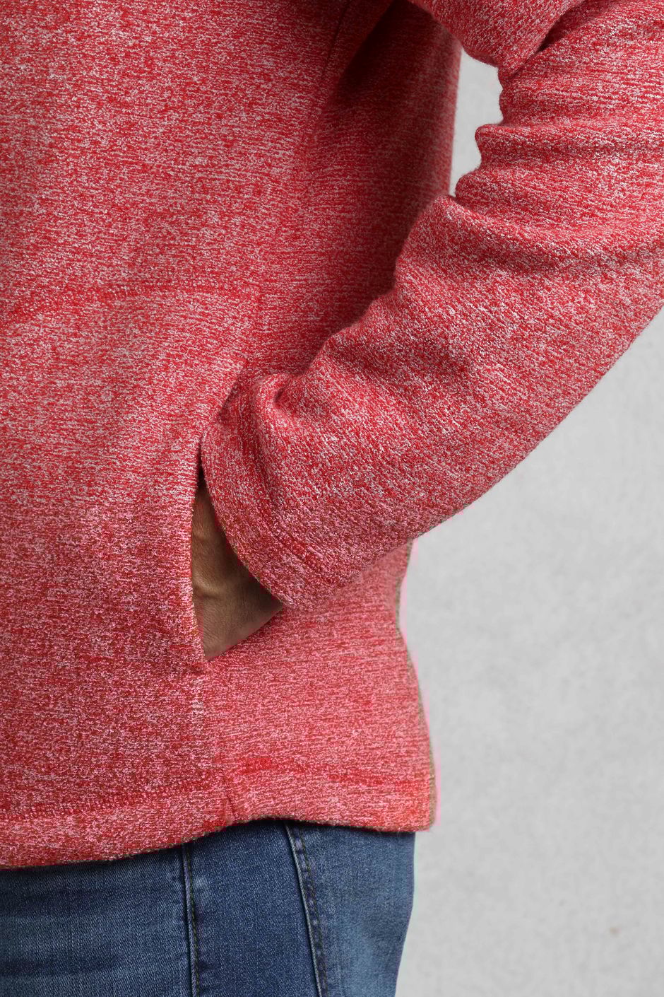 Laramie Eco 1/4 Zip Snow Marl Fleece Tango Red | Weird Fish