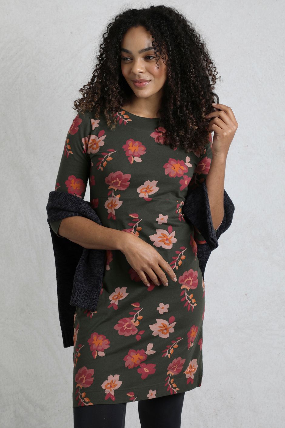 Shafika Printed Jersey Dress Olive | Weird Fish