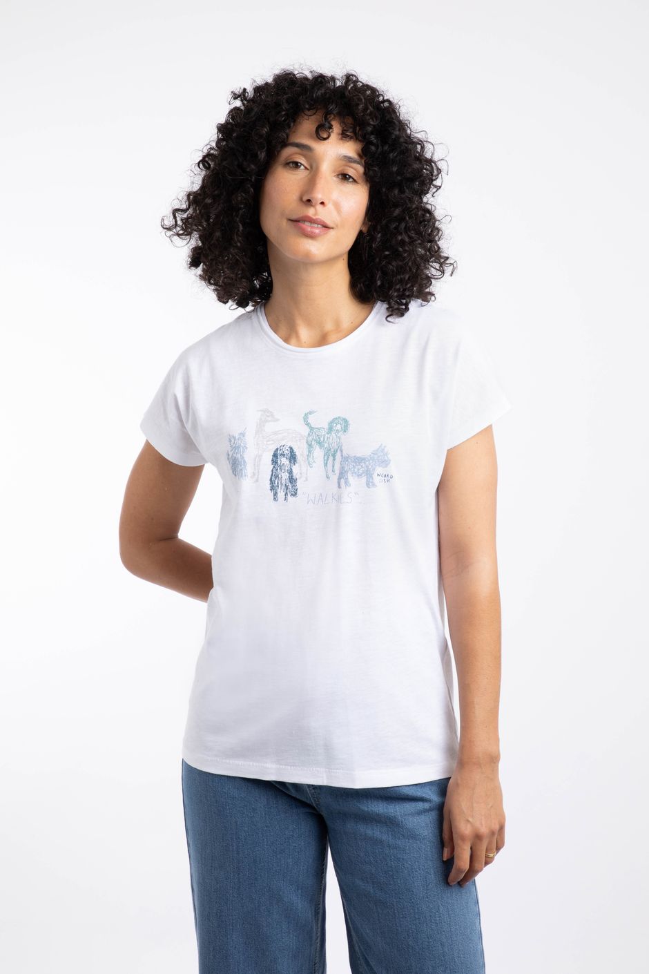 Walkies Front Print Graphic T-Shirt White | Weird Fish
