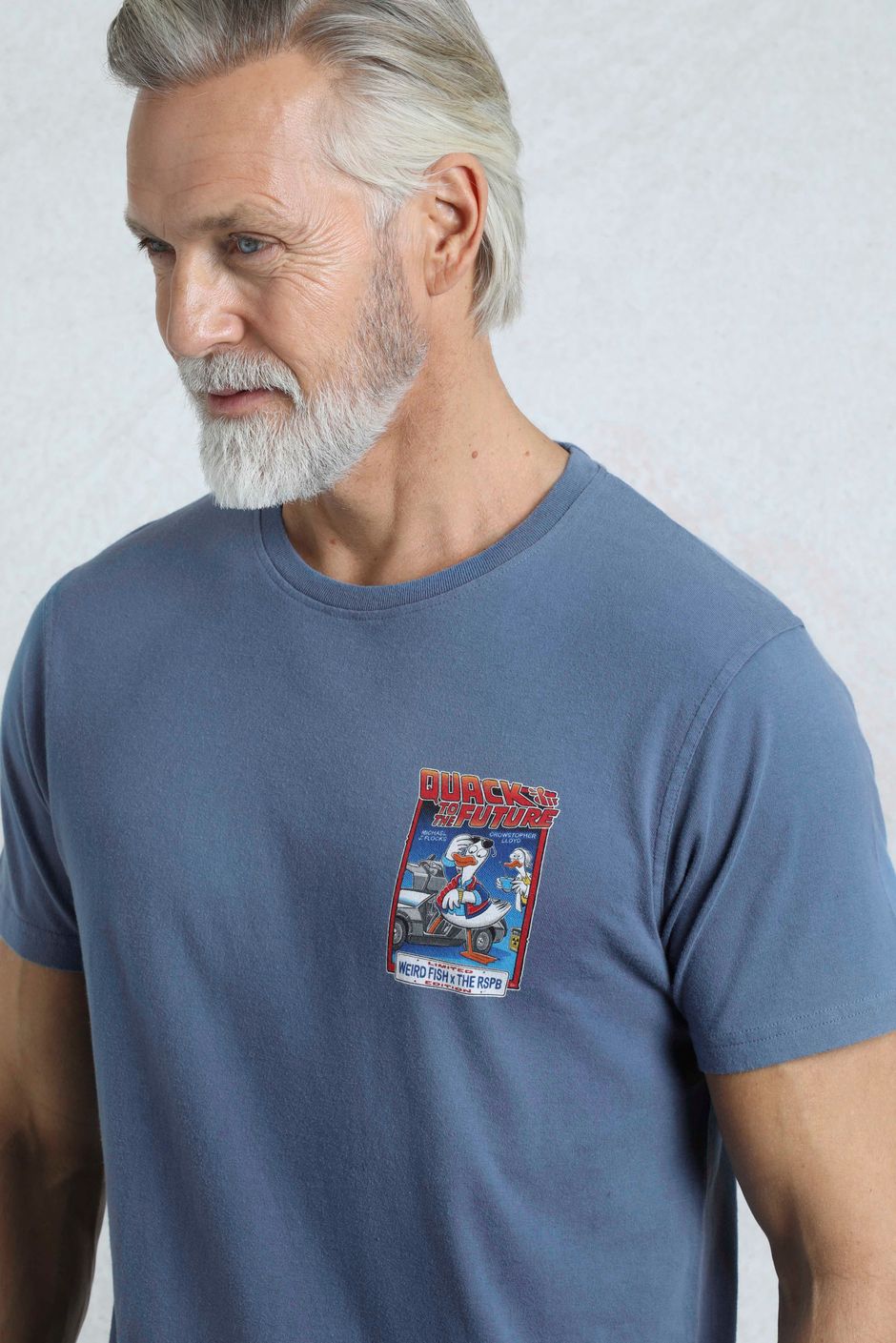 Quack to the Future RSPB Collaboration Artist T-Shirt Mid Blue | Weird Fish