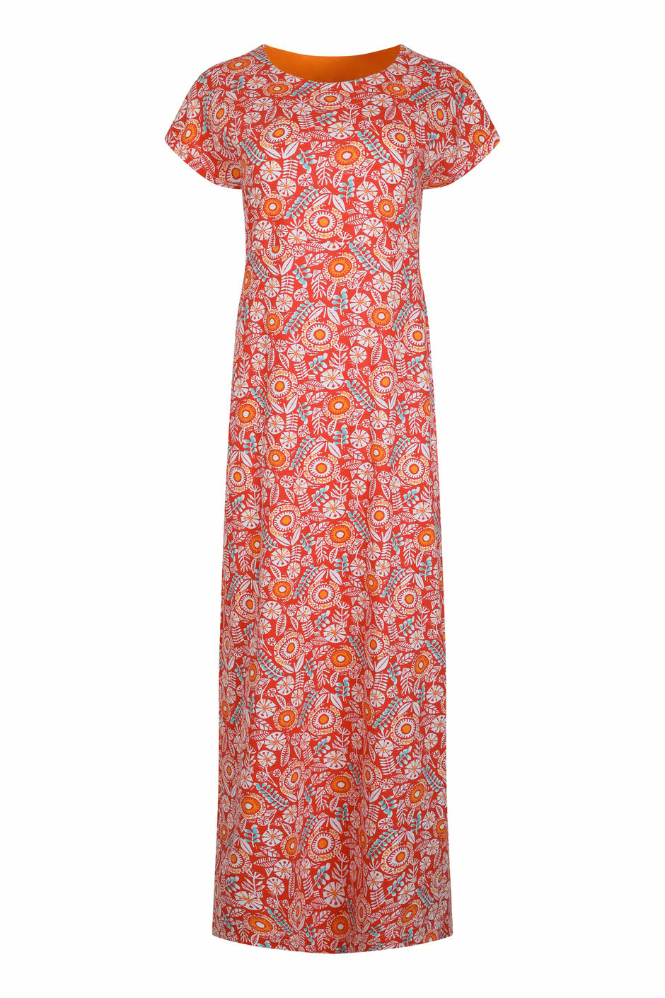 Mirren Organic Cotton Printed Maxi Dress Tango Red | Weird Fish