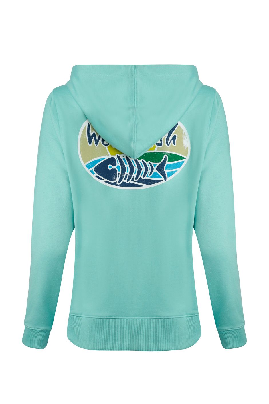 Kira Eco Back Print Popover Hoodie Aqua Marine | Weird Fish