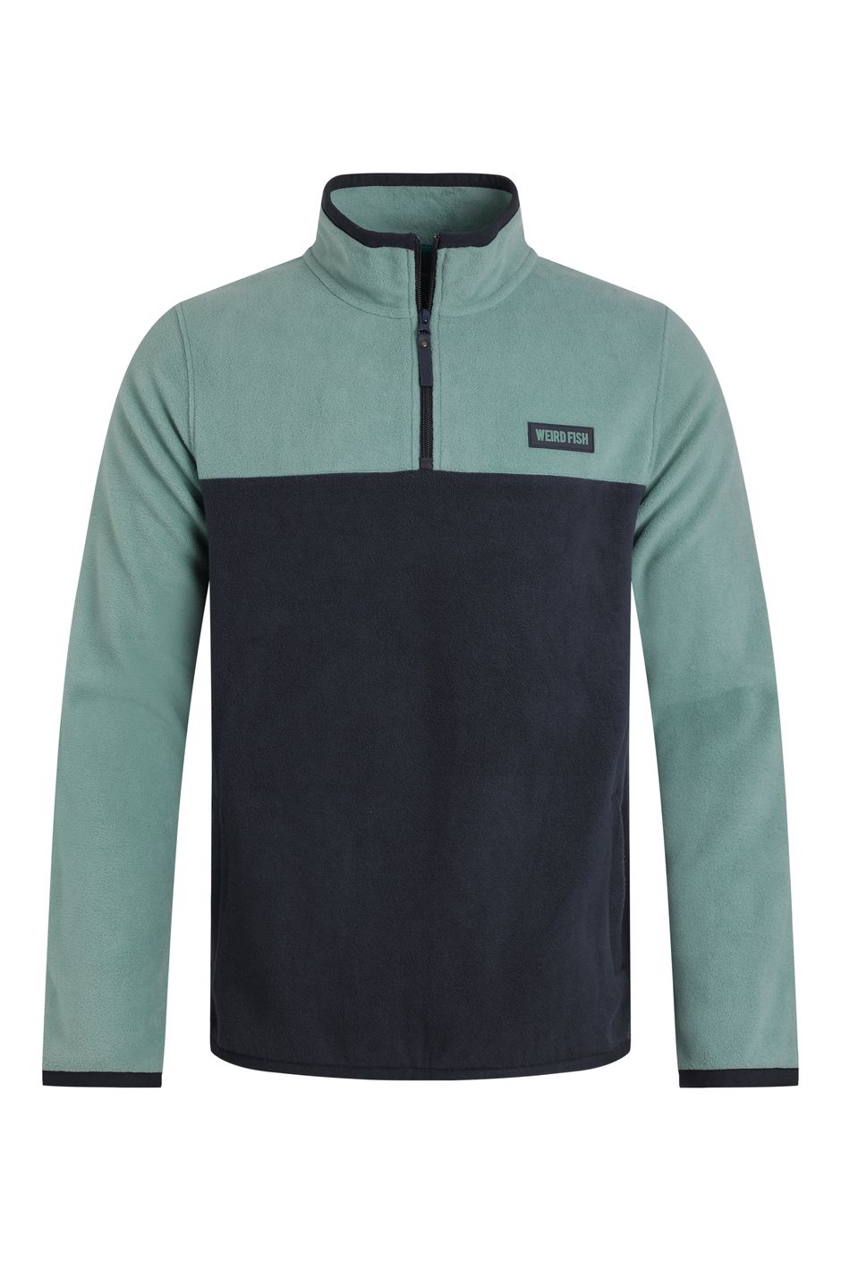 Tristan 1/4 Zip Colour Block Microfleece Mineral Blue | Weird Fish