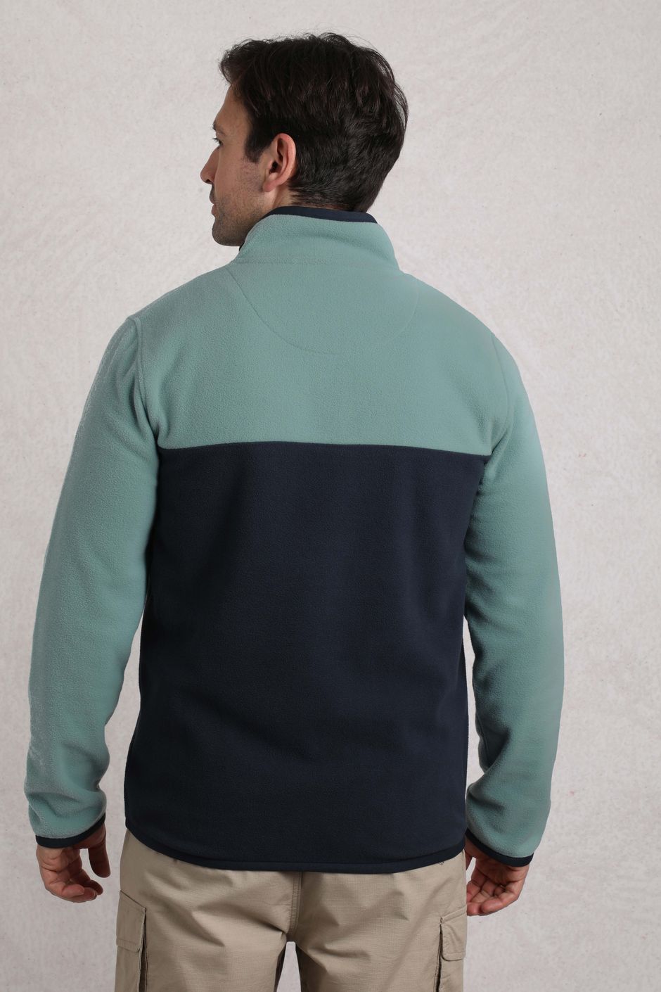 Tristan 1/4 Zip Colour Block Microfleece Mineral Blue | Weird Fish