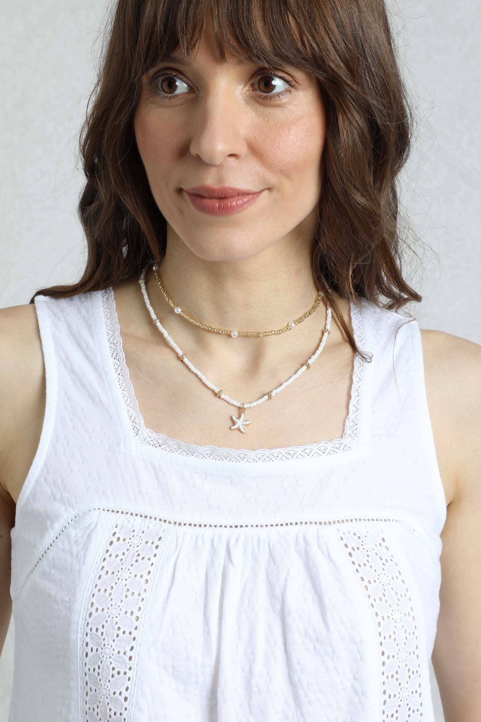 Chelle Organic Cotton Jersey Square Neck Vest White | Weird Fish