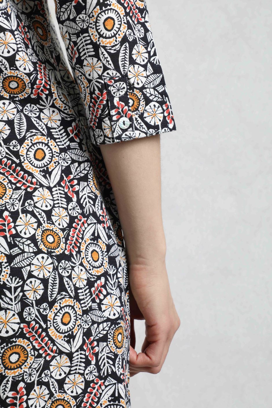 Ava Organic Cotton Printed Slub Tunic Navy | Weird Fish