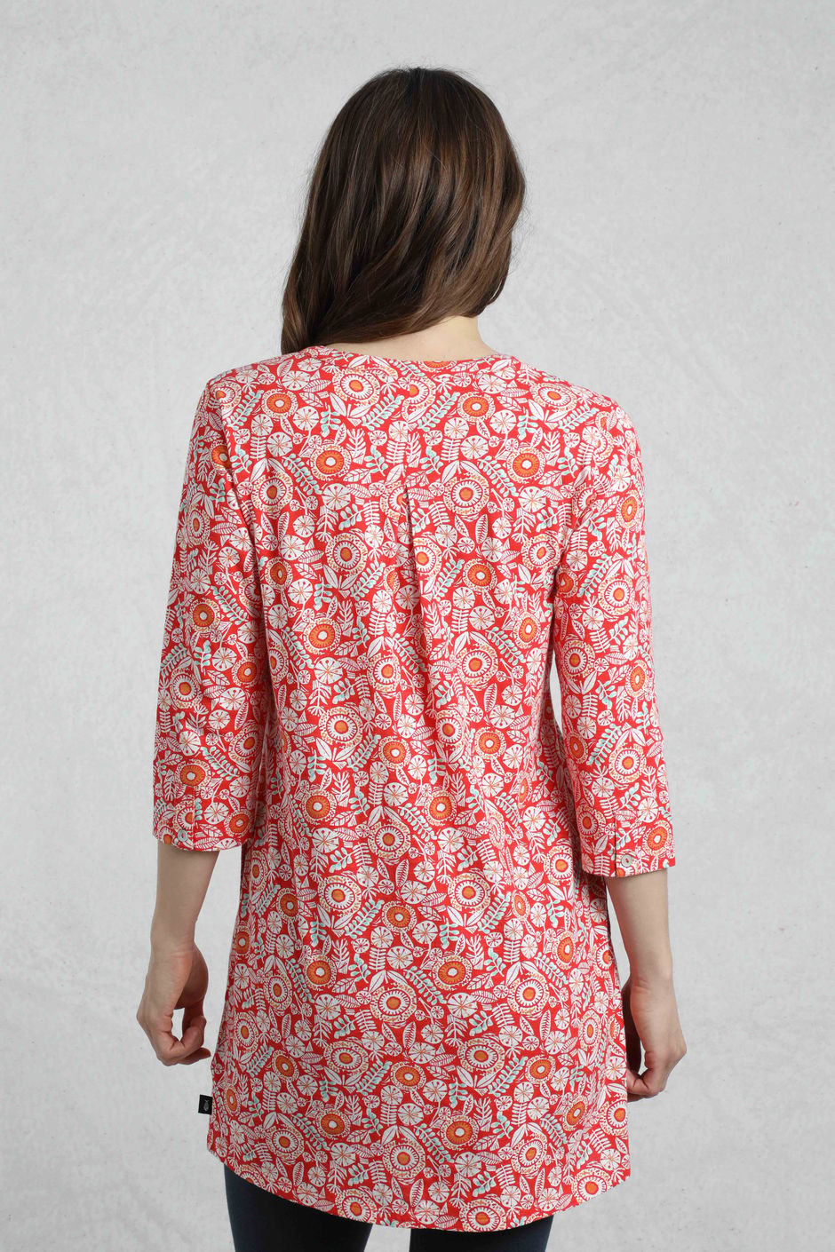 Ava Organic Cotton Printed Slub Tunic Tango Red | Weird Fish