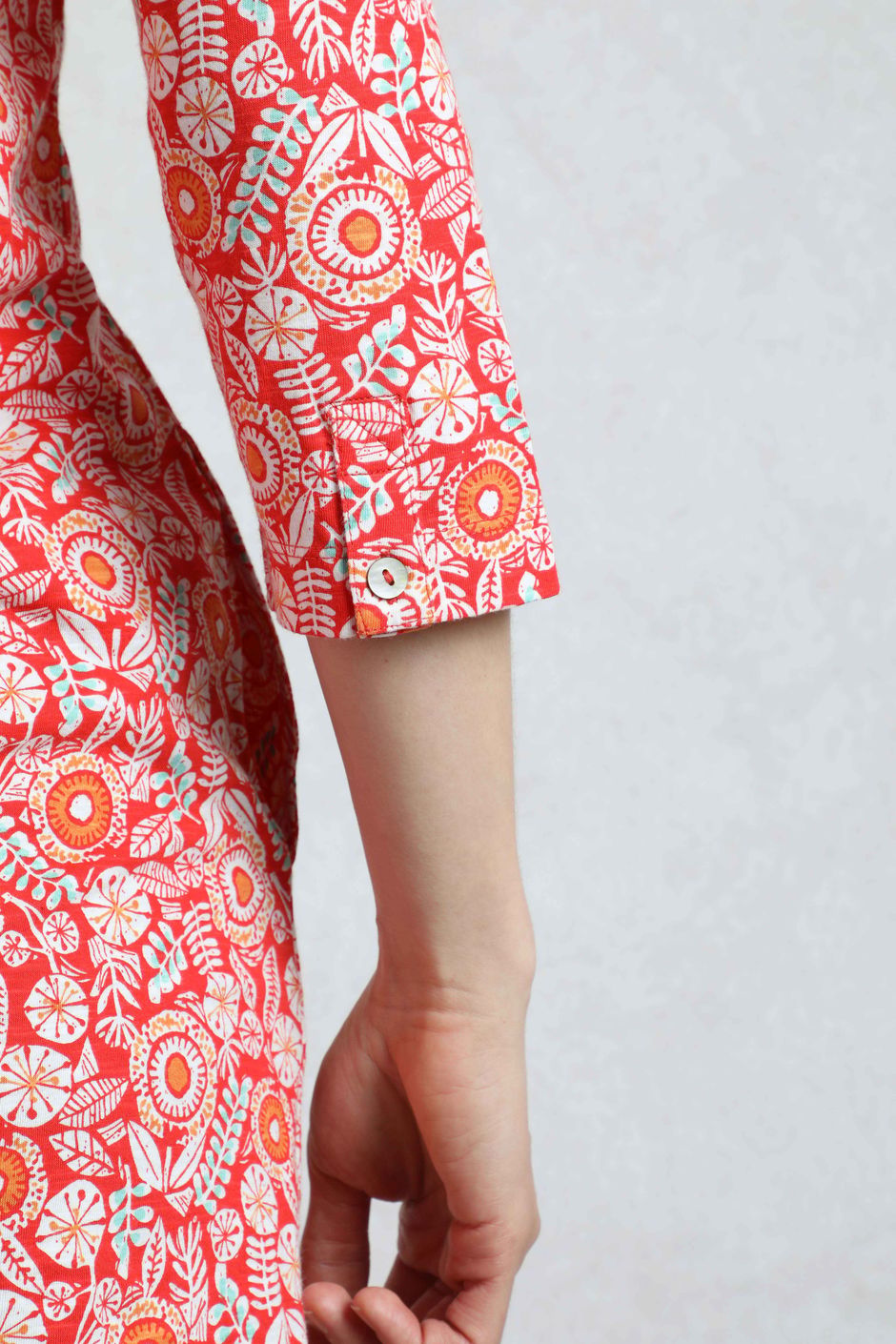 Ava Organic Cotton Printed Slub Tunic Tango Red | Weird Fish