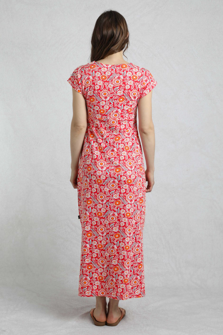 Mirren Organic Cotton Printed Maxi Dress Tango Red | Weird Fish