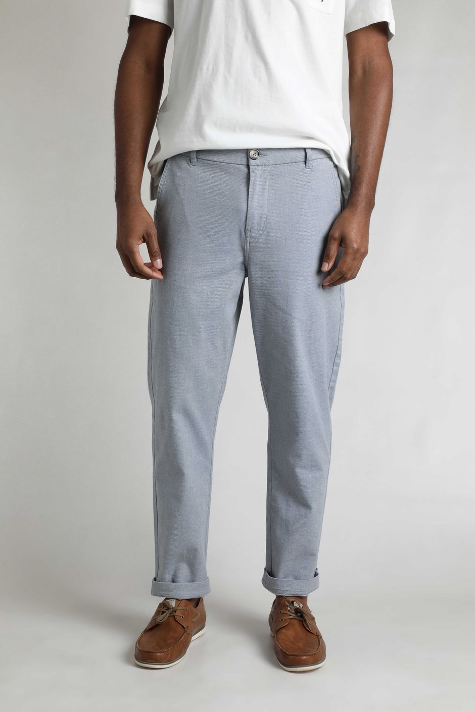Charleigh Textured Chino Trousers Denim Blue | Weird Fish