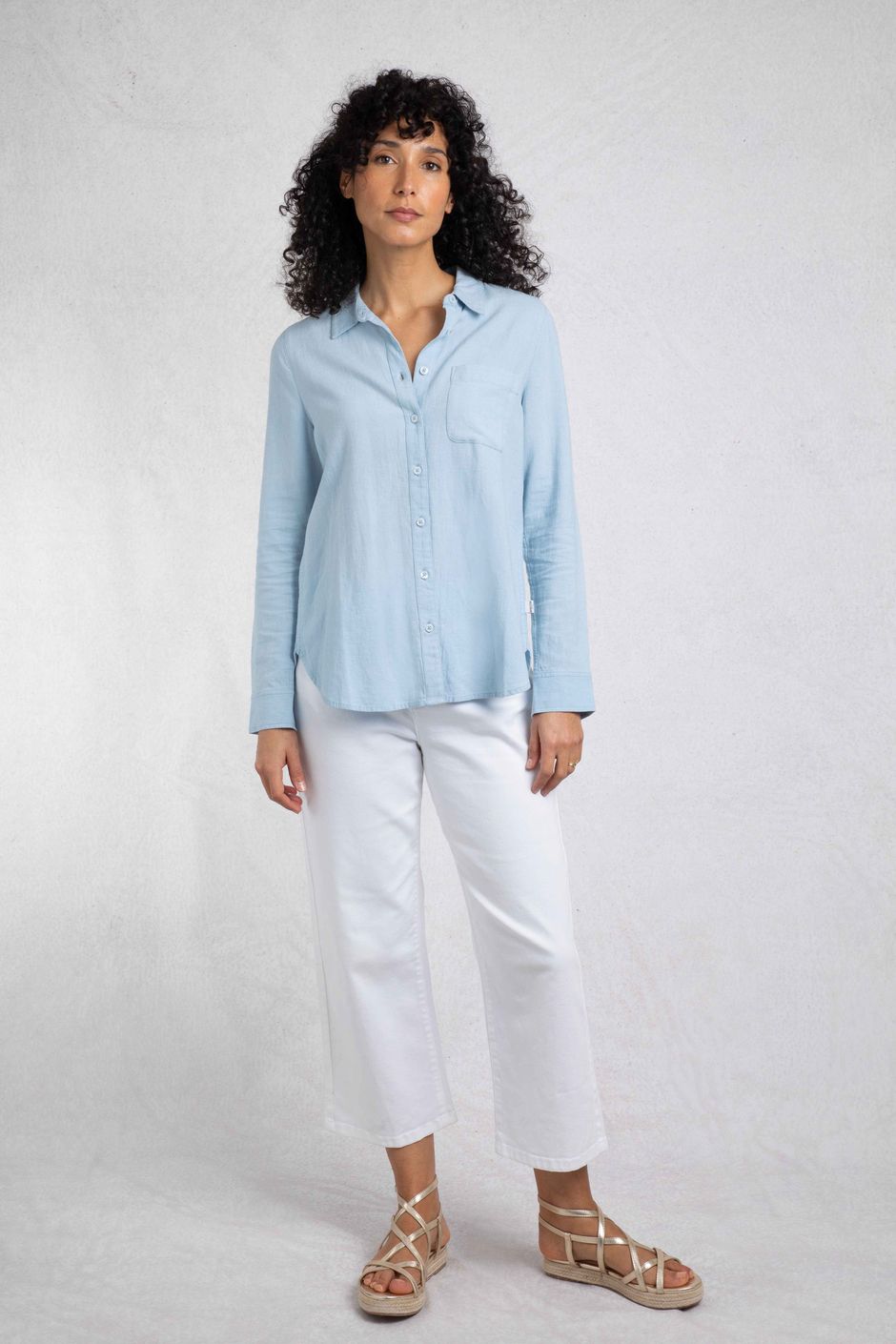 Layla Linen Rich Long Sleeve Shirt Sky Blue | Weird Fish
