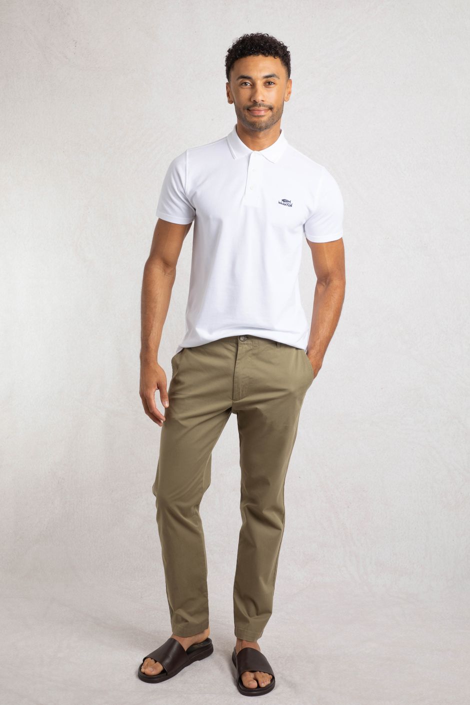 Freddie Super Soft Chino Trousers Burnt Olive | Weird Fish