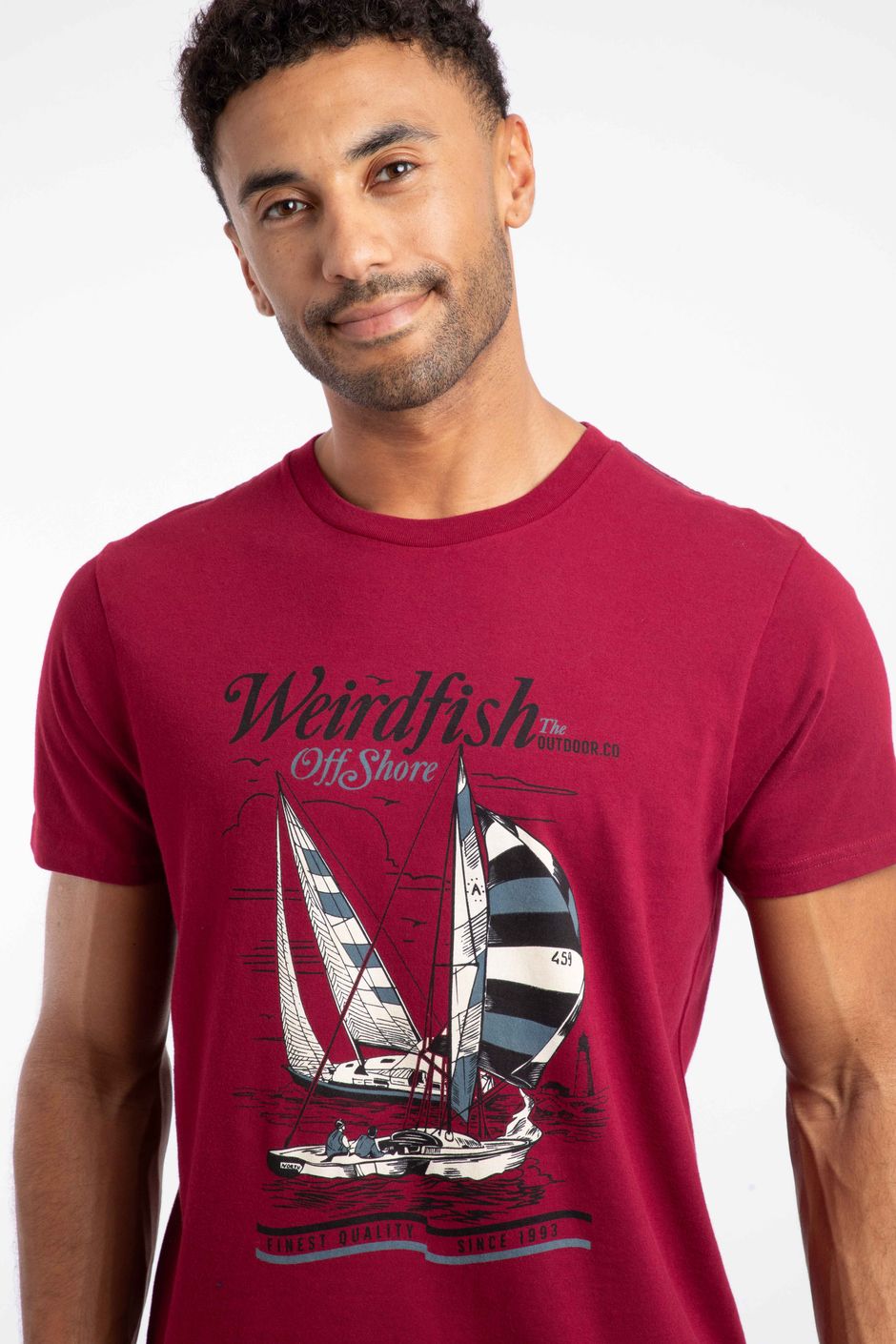 Off Shore Front Print Graphic T-Shirt Garnet | Weird Fish