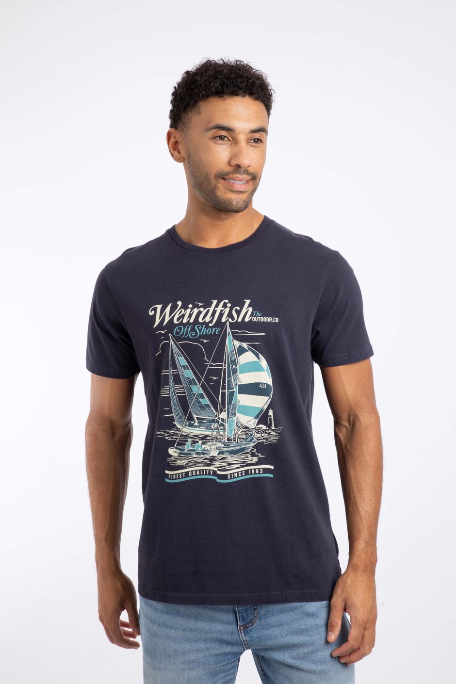 Off Shore Front Print Graphic T-Shirt Midnight | Weird Fish