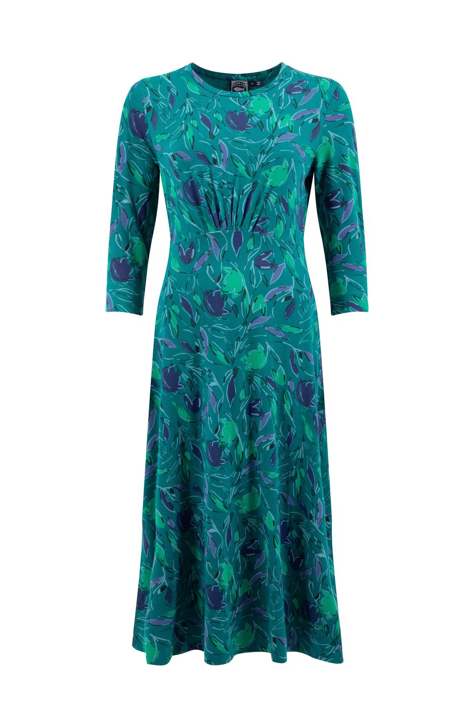 Felicity Organic Cotton Printed Jersey Midi Dress Leaf Green | Weird Fish