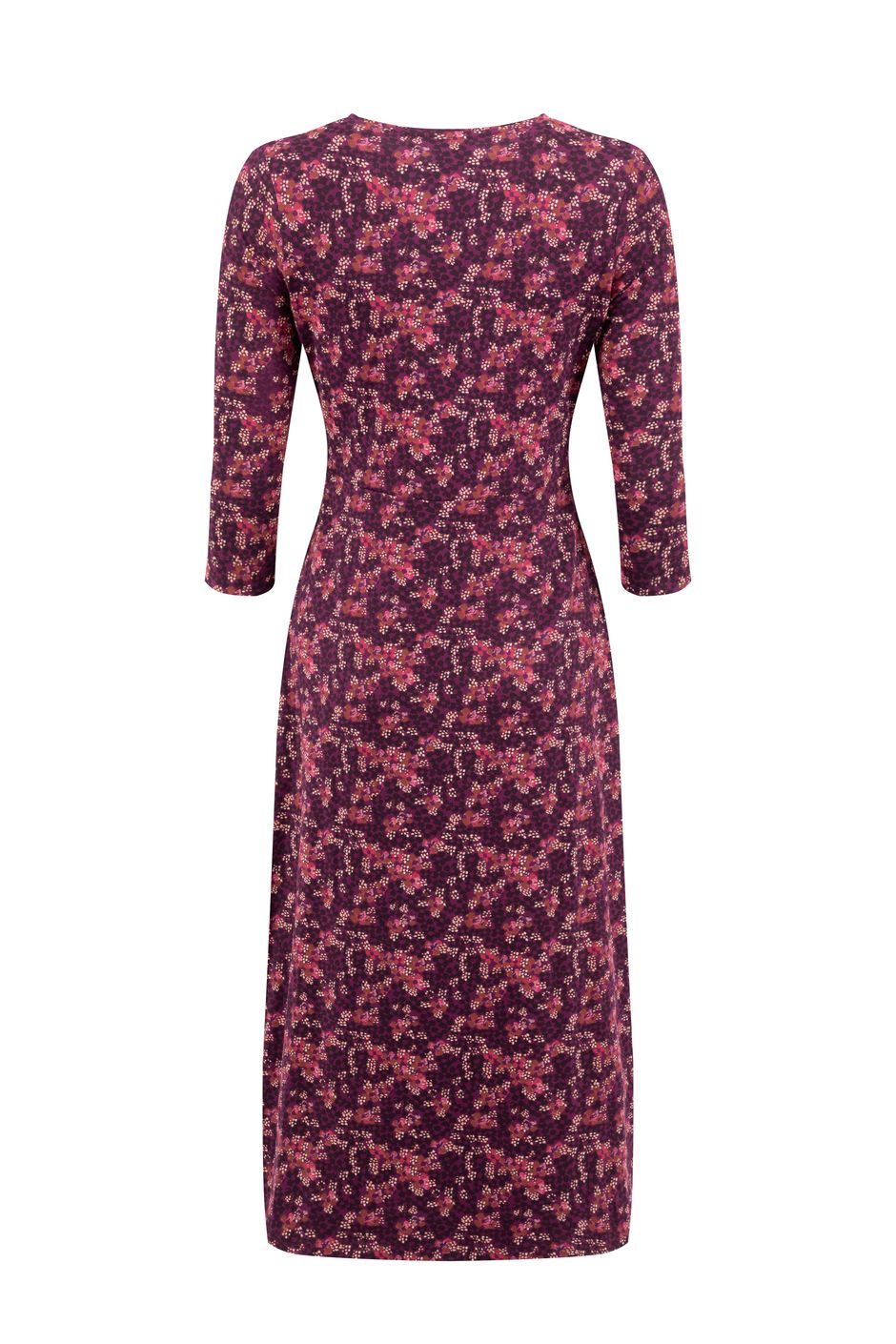 Felicity Organic Cotton Printed Jersey Midi Dress Purple Wine | Weird Fish