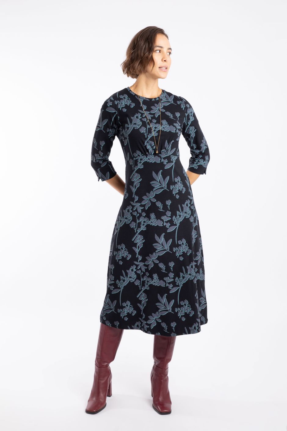 Felicity Organic Cotton Printed Jersey Midi Dress Spring Lake | Weird Fish