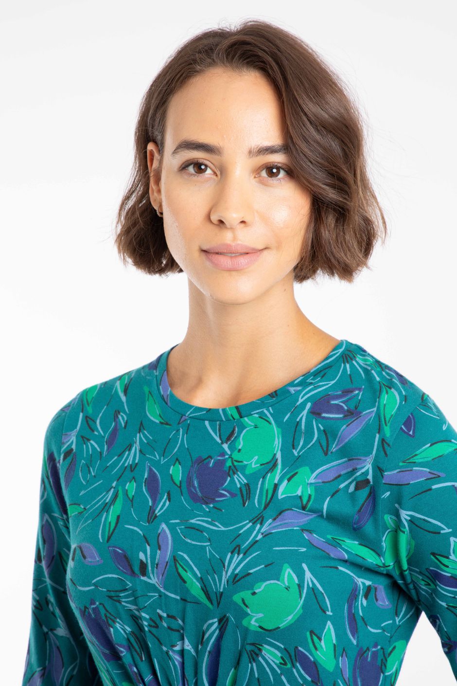 Felicity Organic Cotton Printed Jersey Midi Dress Leaf Green | Weird Fish