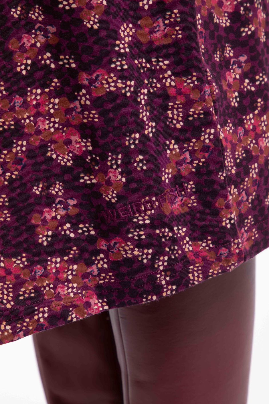 Felicity Organic Cotton Printed Jersey Midi Dress Purple Wine | Weird Fish