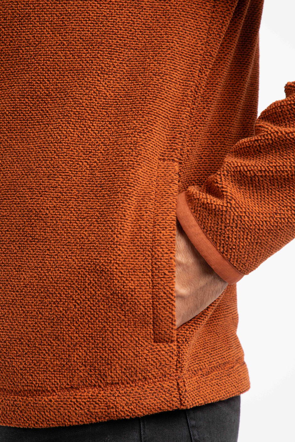 Merrill Full Zip Textured Fleece Brick Orange | Weird Fish