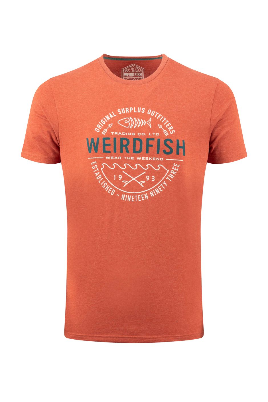 Waves Front Print Graphic T-Shirt Rust Leaves | Weird Fish