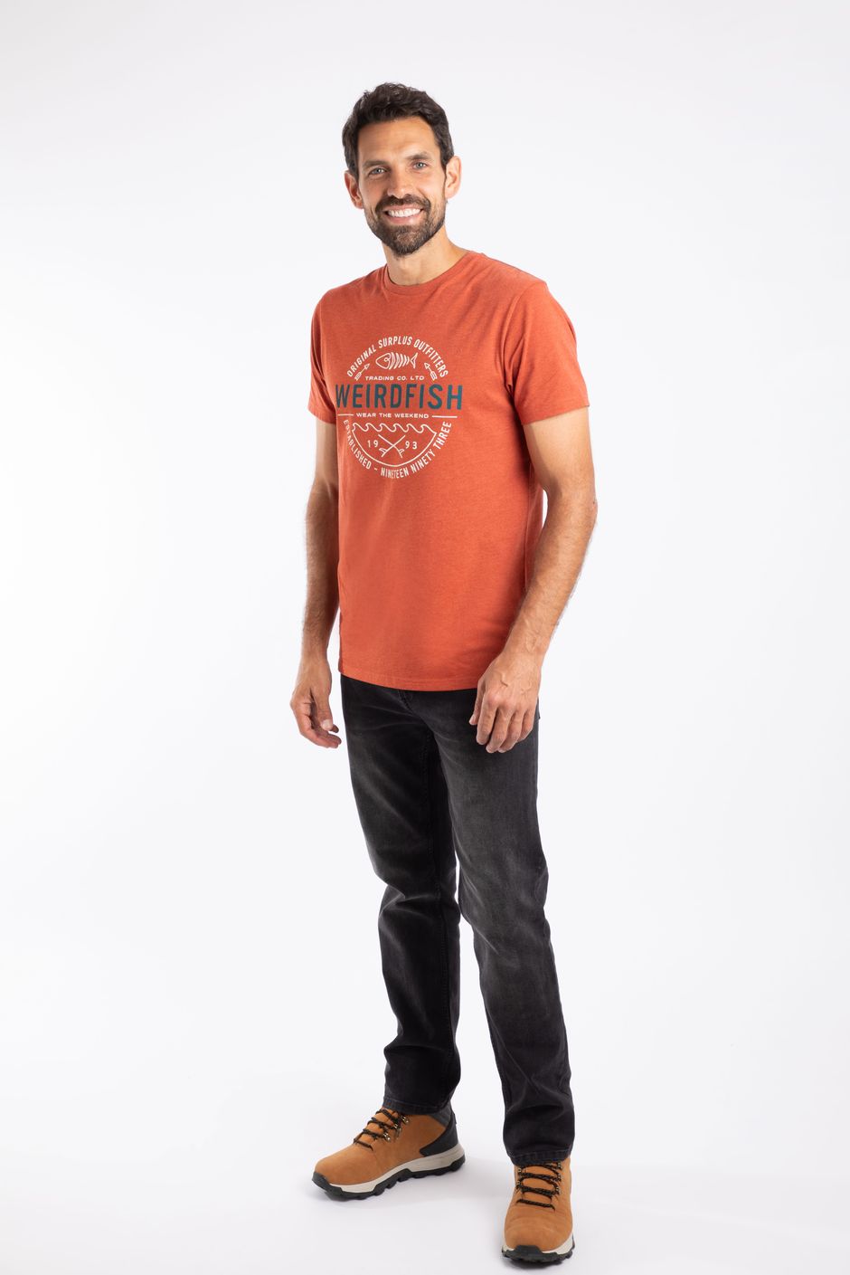 Waves Front Print Graphic T-Shirt Rust Leaves | Weird Fish