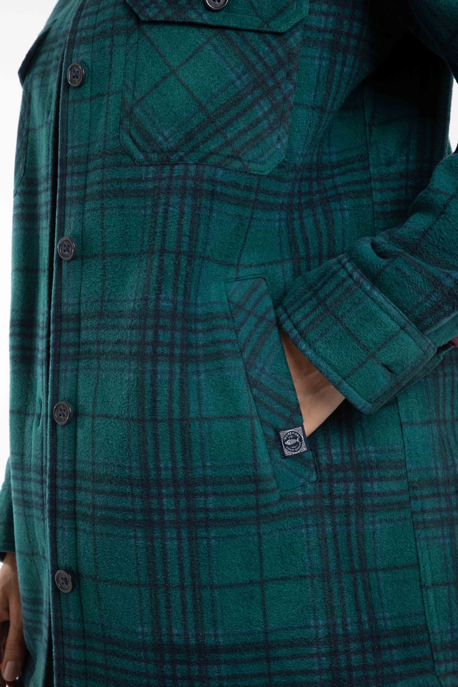 Autumn Check Fleece Shacket Cedar Green | Weird Fish