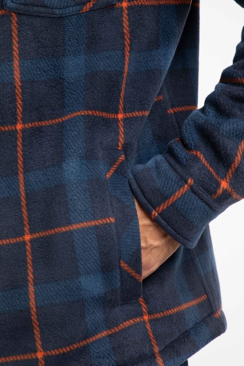Tyburn Check Fleece Shacket Navy | Weird Fish